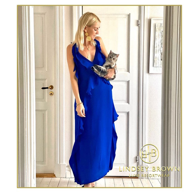 Anna Mavridis Wears Cobalt Blue Maxi Dress – Lindsey Brown